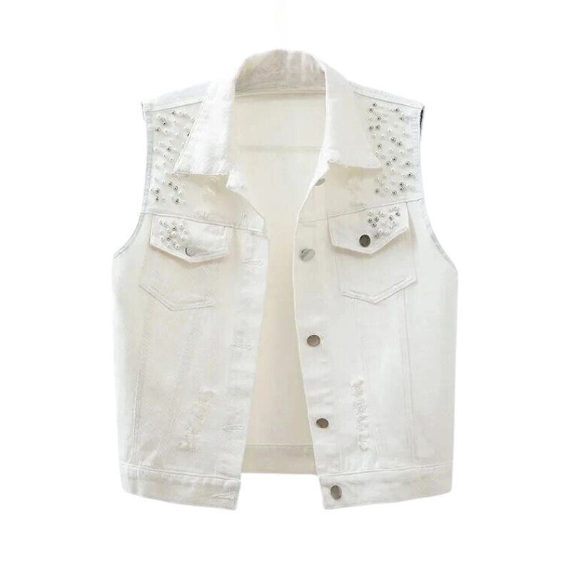 Spijker Gilet Wit | Glitter Kleding