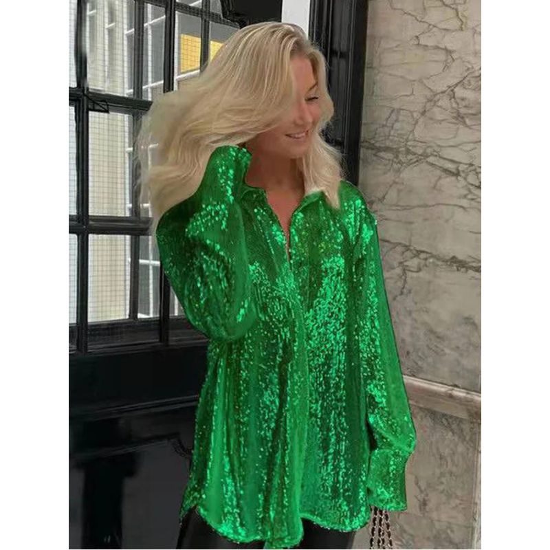 Groene Glitter Blouse | Glitter Kleding